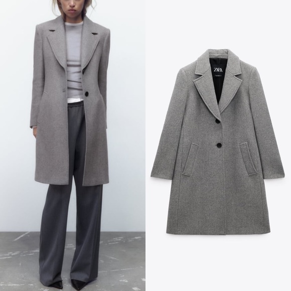 Zara | Jackets & Coats | Zara Wool Blend Coat Gray | Poshmark